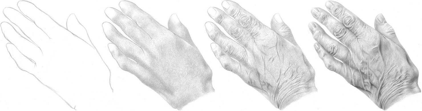 How to draw old elderly hands | RapidFireArt