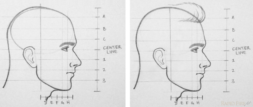 How to draw a face from the side - 10 steps | RapidFireArt