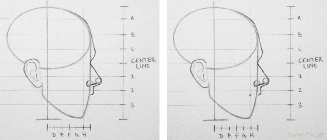 How to draw a face from the side - 10 steps | RapidFireArt