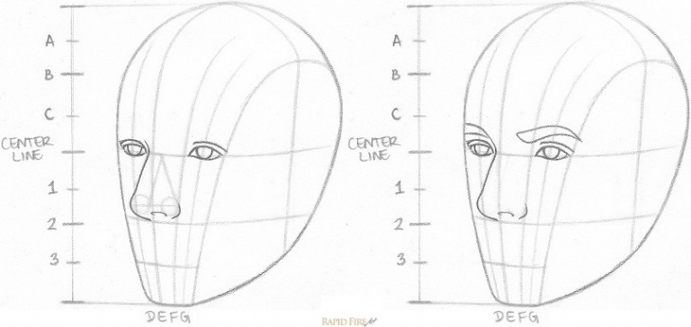3/4 face drawing tutorial - 11 steps | RapidFireArt