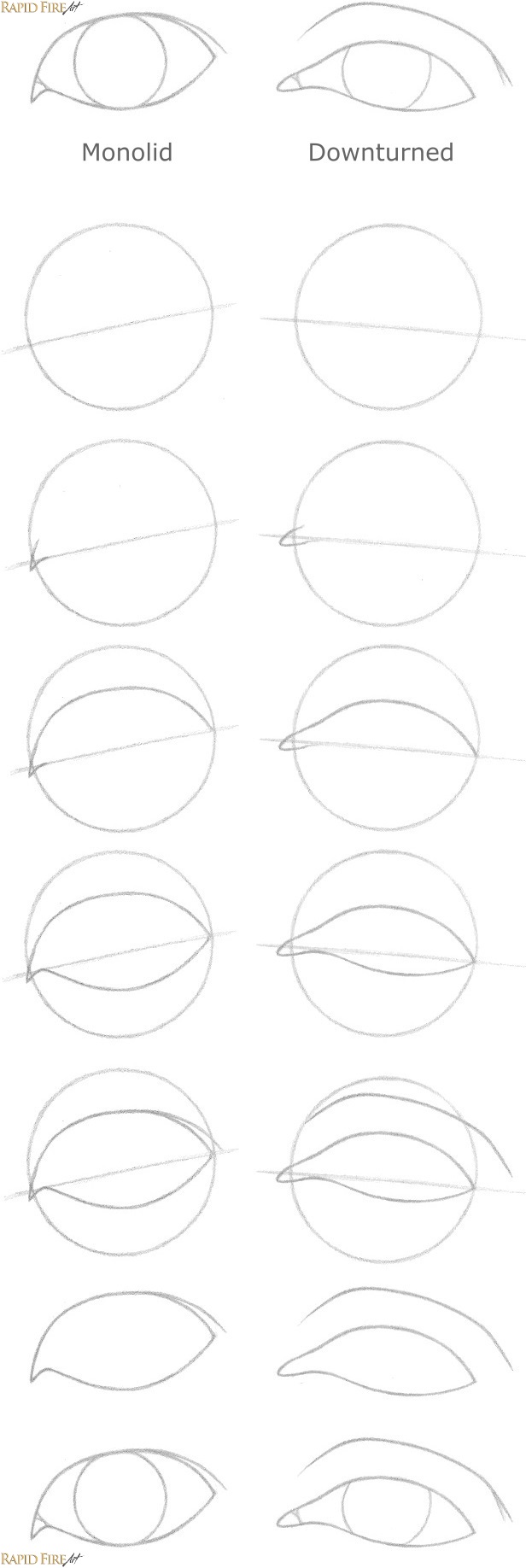 How to draw 6 different eye shapes | RapidFireArt