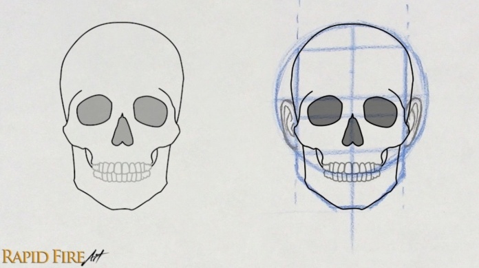 How to Draw a Face from the FRONT (Loomis Method) | RapidFireArt