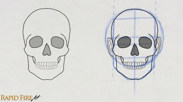 How to Draw a Face from the FRONT (Loomis Method) | RapidFireArt
