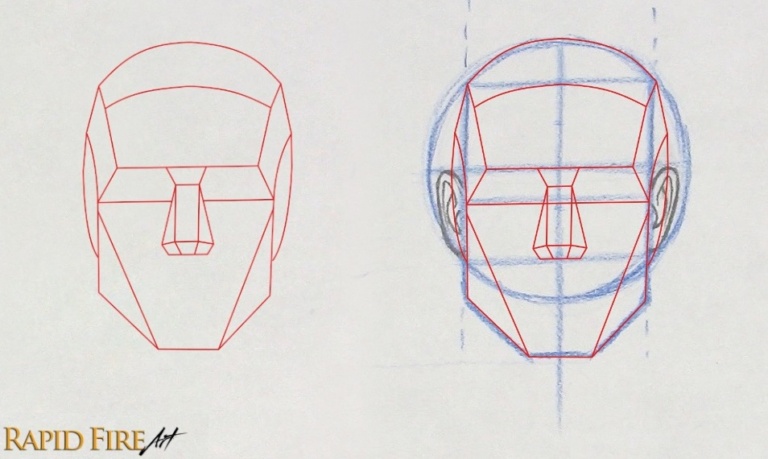 How to Draw a Face from the FRONT (Loomis Method) | RapidFireArt