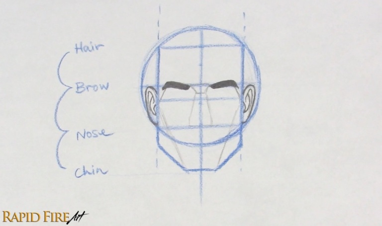 How to Draw a Face from the FRONT (Loomis Method) | RapidFireArt