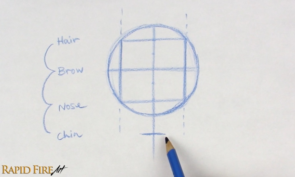How to Draw a Face from the FRONT (Loomis Method) | RapidFireArt
