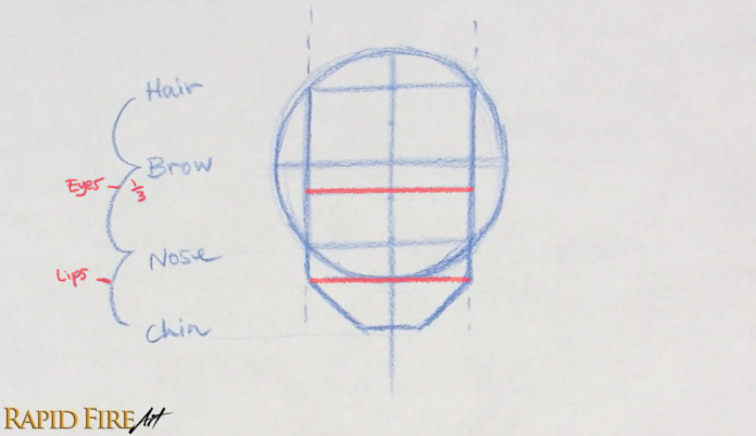 How to Draw a Face from the FRONT (Loomis Method) | RapidFireArt