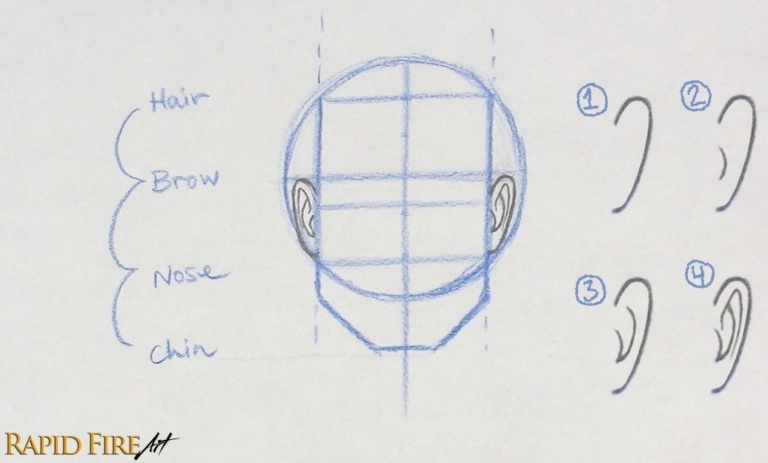 How to Draw a Face from the FRONT (Loomis Method) | RapidFireArt