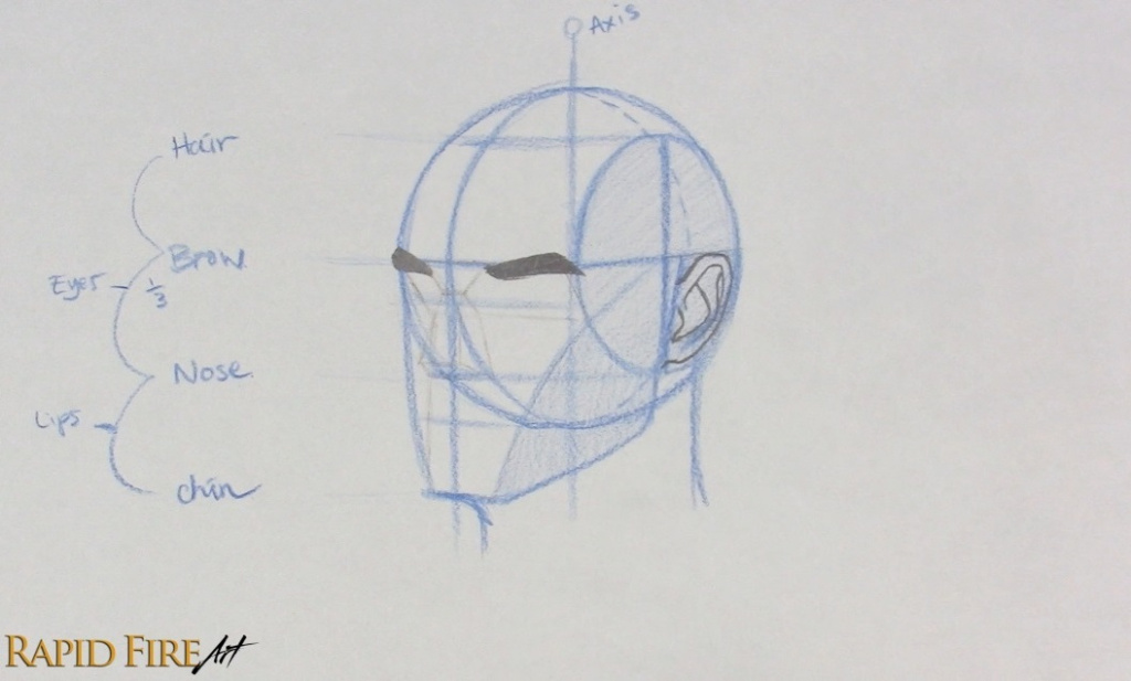How to Draw a Face from the 3/4 VIEW (Loomis Method) | RapidFireArt