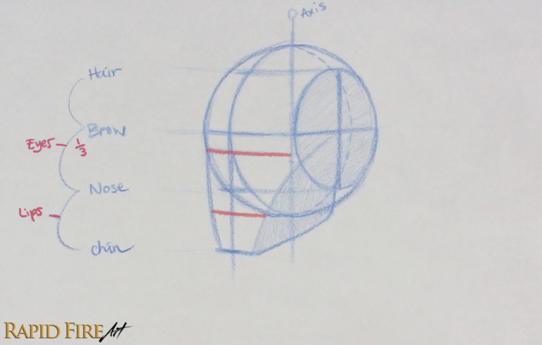 How to Draw a Face from the 3/4 VIEW (Loomis Method) | RapidFireArt