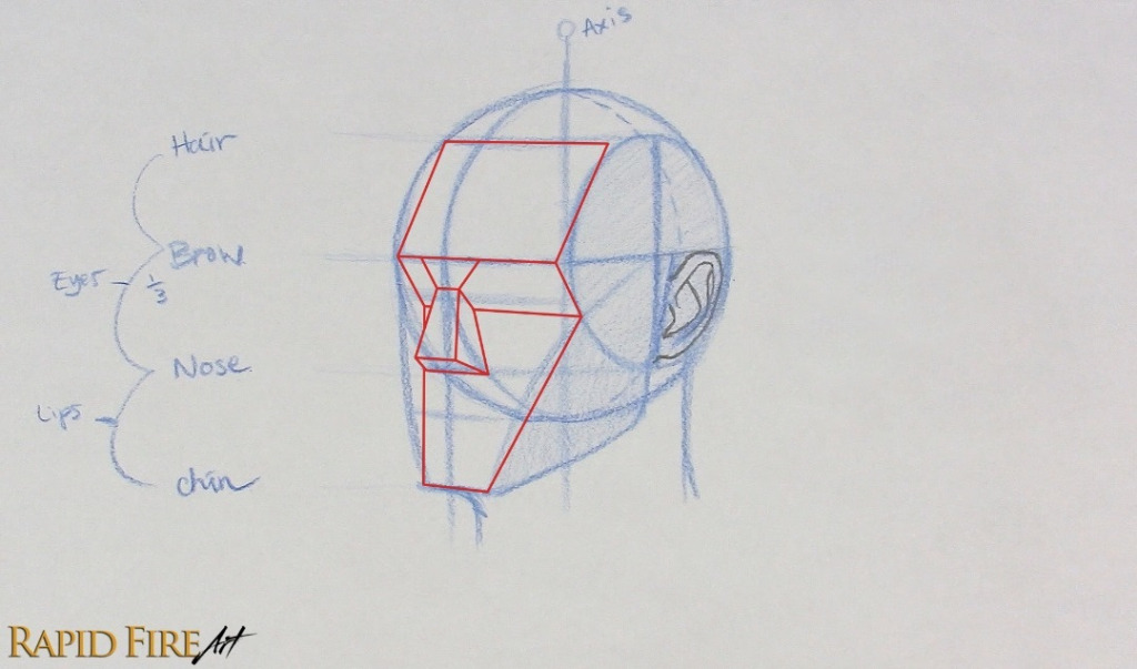 How to Draw a Face from the 3/4 VIEW (Loomis Method) | RapidFireArt