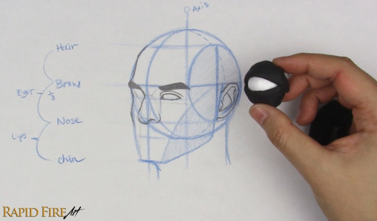 How to Draw a Face from the 3/4 VIEW (Loomis Method) | RapidFireArt