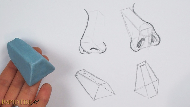 How to Draw and Shade a Nose from the 3/4 view | RapidFireArt