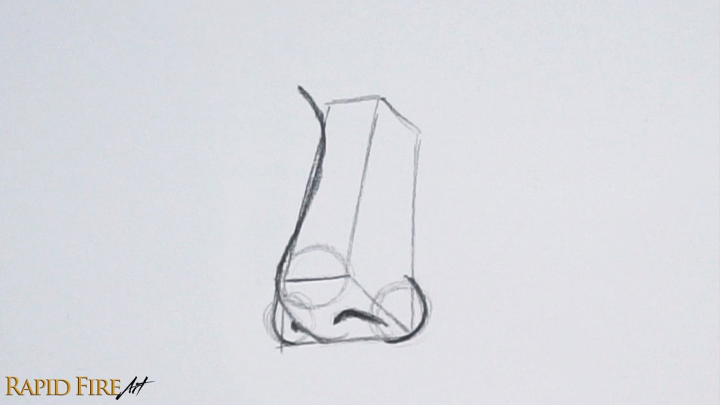 How to Draw and Shade a Nose from the 3/4 view | RapidFireArt