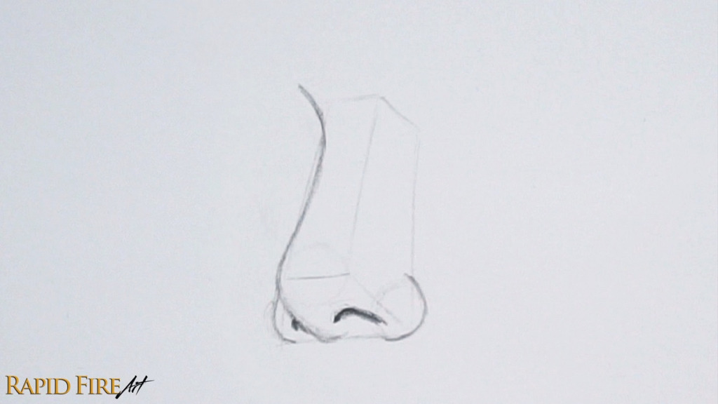 How to Draw and Shade a Nose from the 3/4 view | RapidFireArt