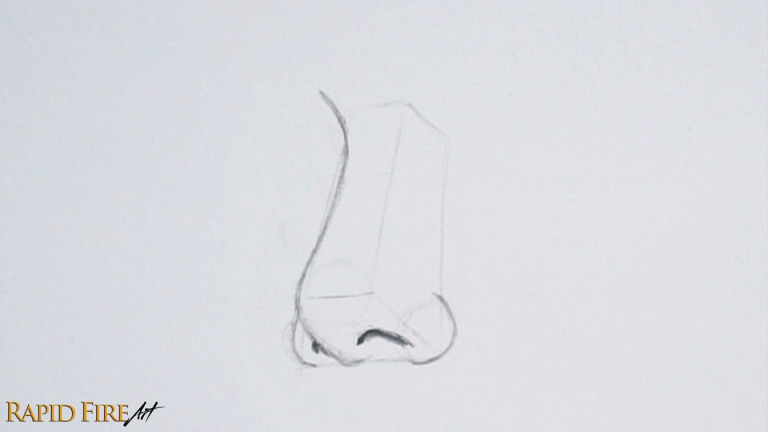 How to Draw and Shade a Nose from the 3/4 view | RapidFireArt