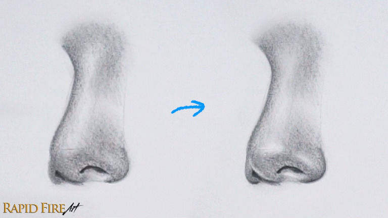 How to Draw and Shade a Nose from the 3/4 view | RapidFireArt