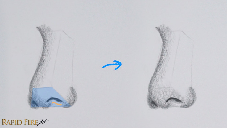 How to Draw and Shade a Nose from the 3/4 view | RapidFireArt