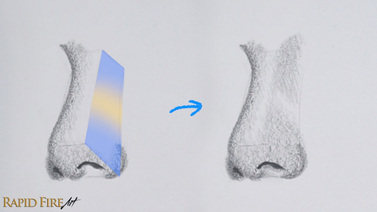 How to Draw and Shade a Nose from the 3/4 view | RapidFireArt